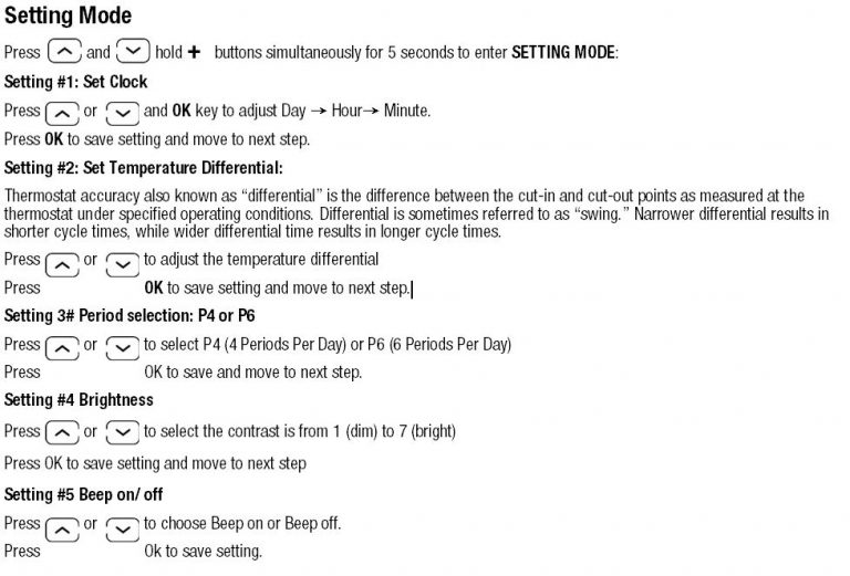 King Electric - Hoot WIFI Support - Adjusting Settings At The Thermostat