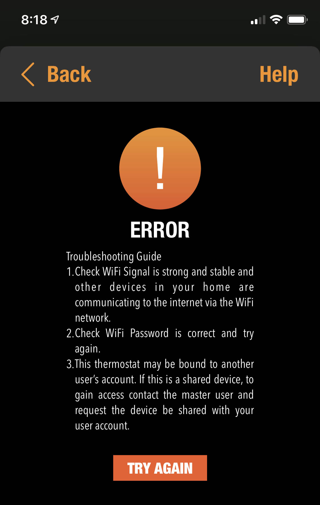 King Electric - Hoot WIFI Support - Error message when pairing my ...